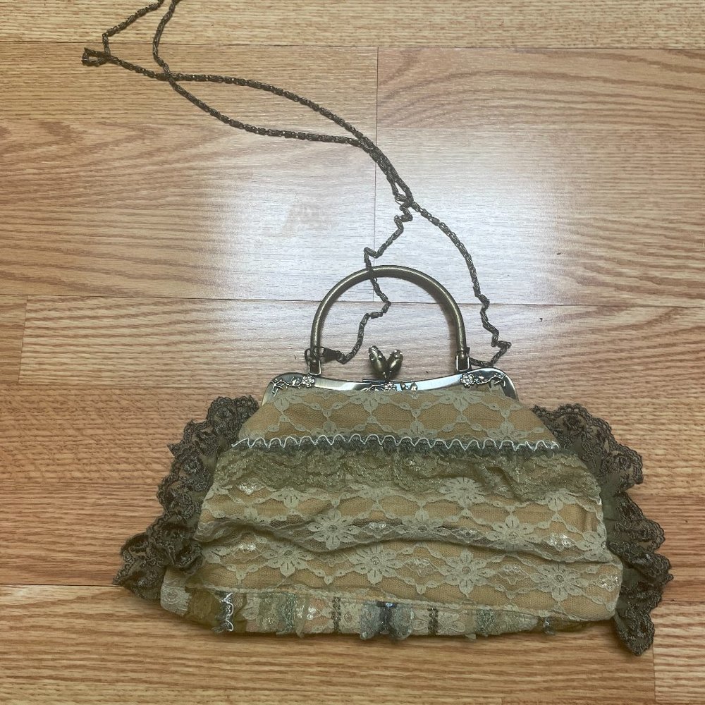 Vintage Shabby Chic Lace Victorian Purse - Gem